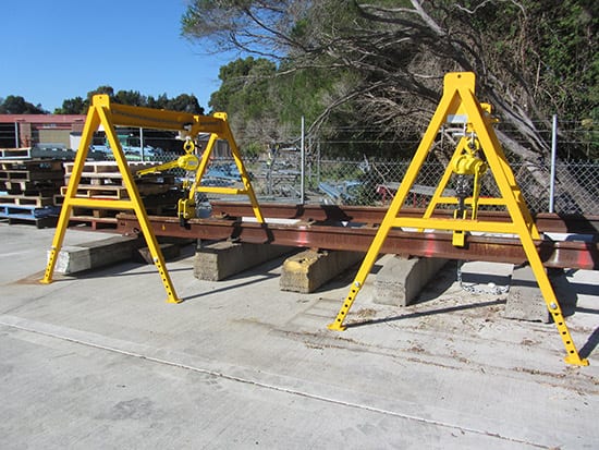 Monorail-Rail-Handling-A-Frames-view-of-Adjustable-Legs | Melvelle ...