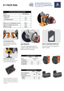 K1 PACE RAIL SPECIFICATIONS | Melvelle Equipment